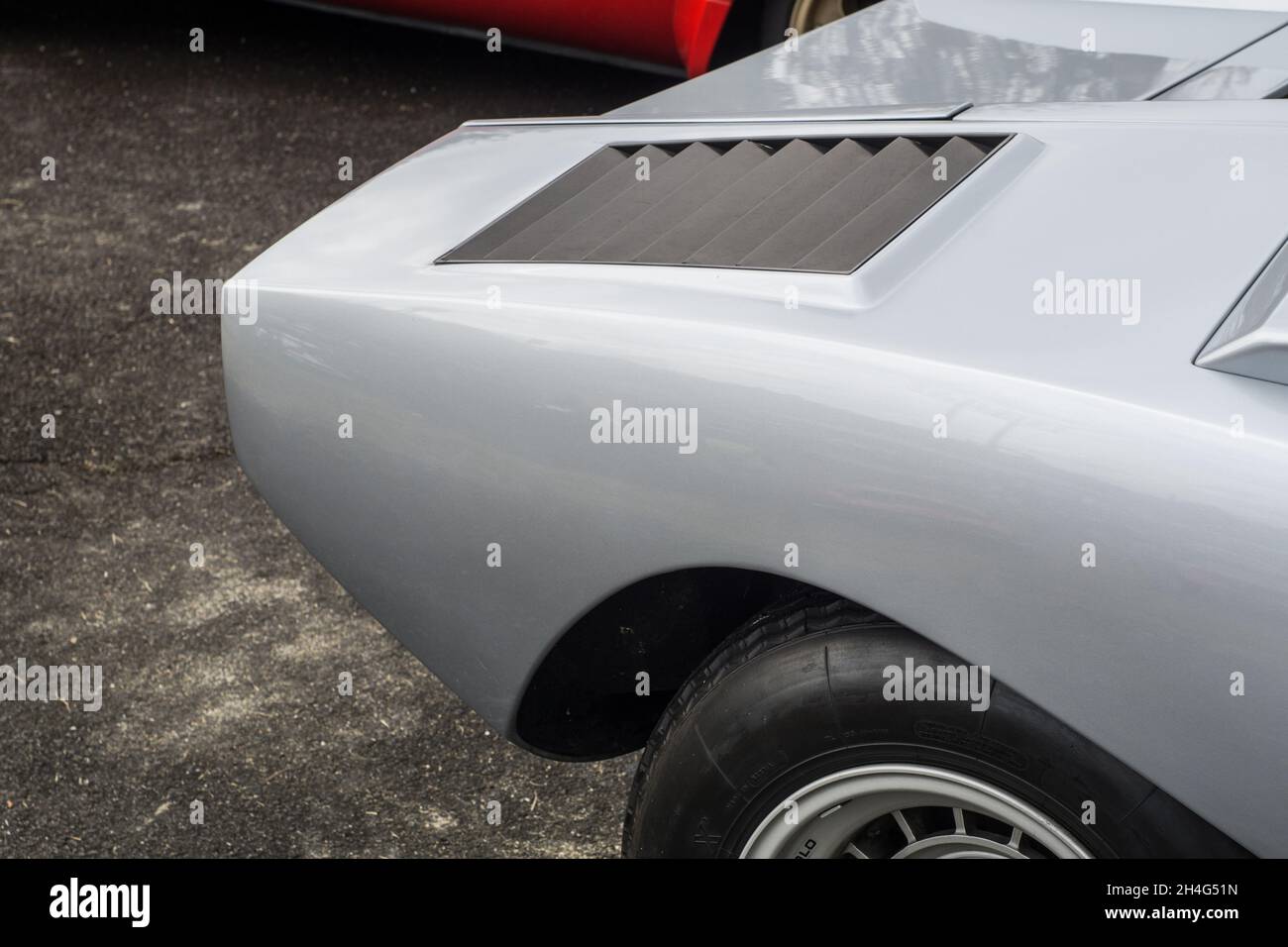 Close up detail of air intake vent on a silver Lamborghini Countach ...