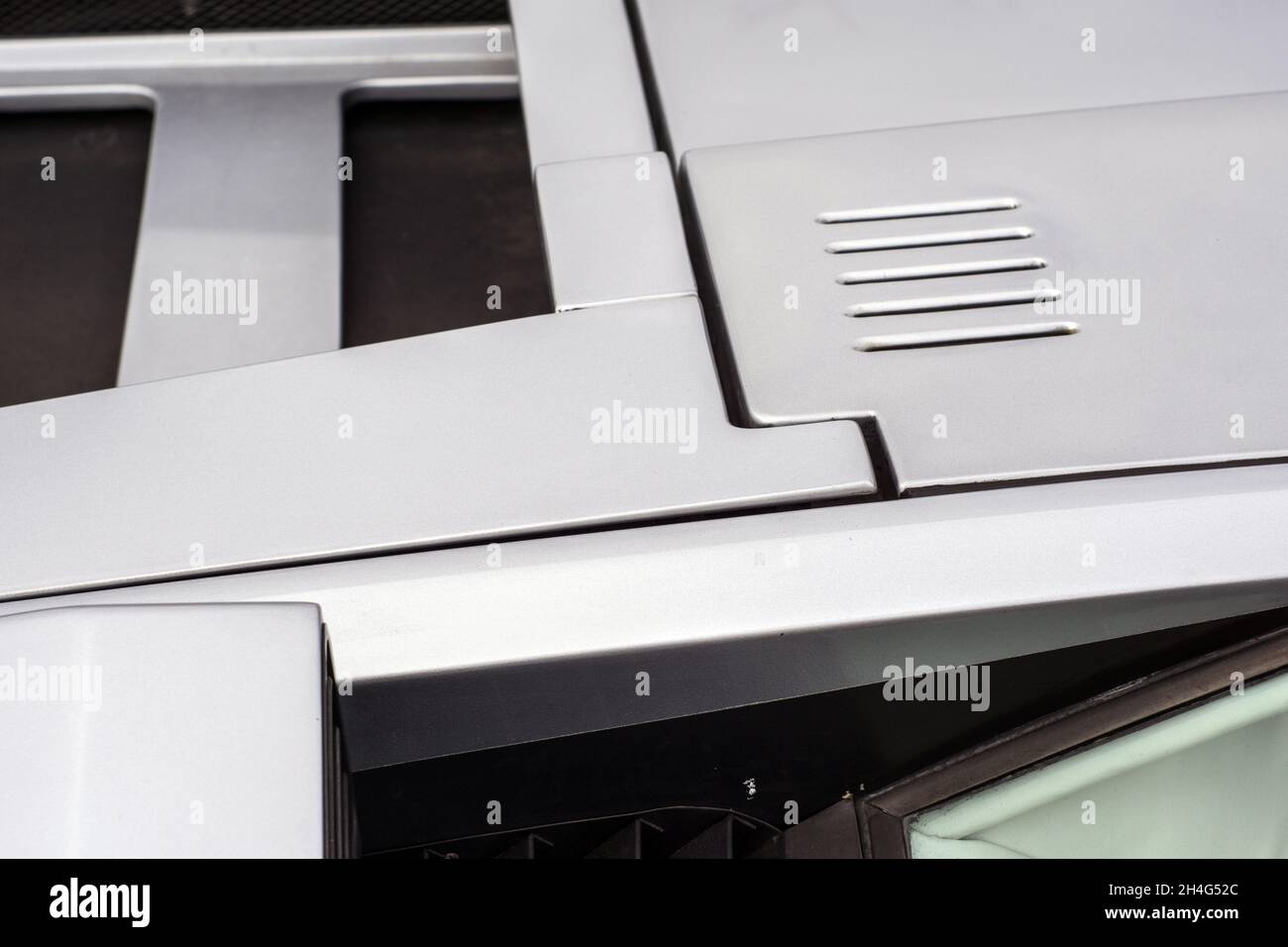 Close up detail of the roof panels on a silver Lamborghini Countach ...
