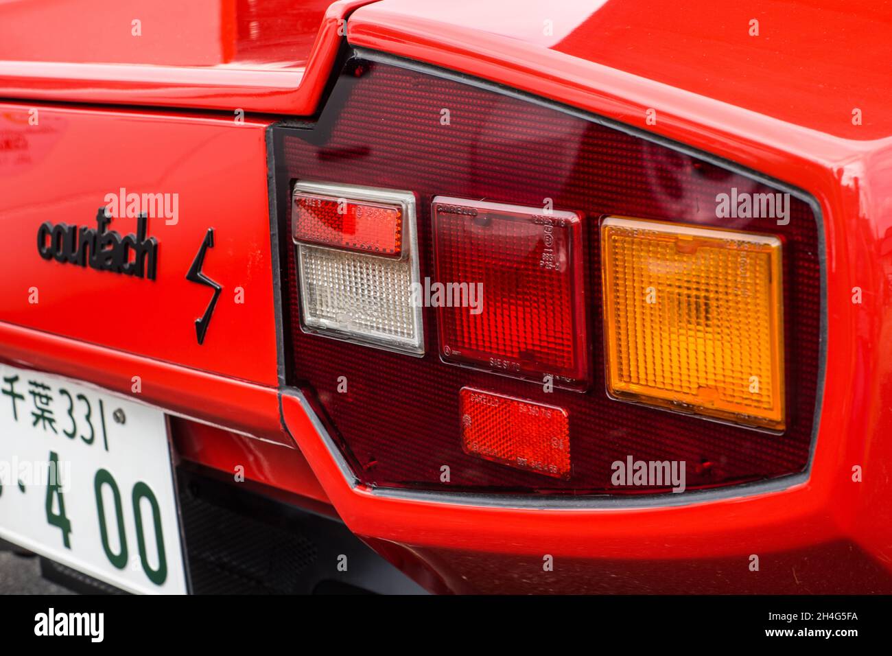 Close up detail of the rear light cluster on a Lamborghini Countach ...
