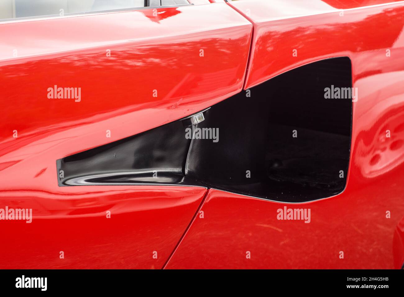 Close up detail of a NACA duct vent intake on a red Lamborghini ...