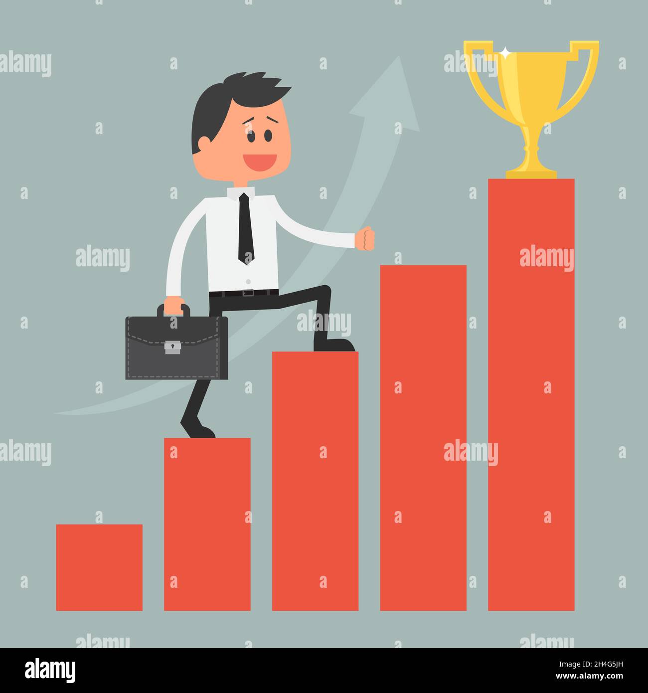 Businessman climbing ladder to success. Goal achievement. Motivation ...
