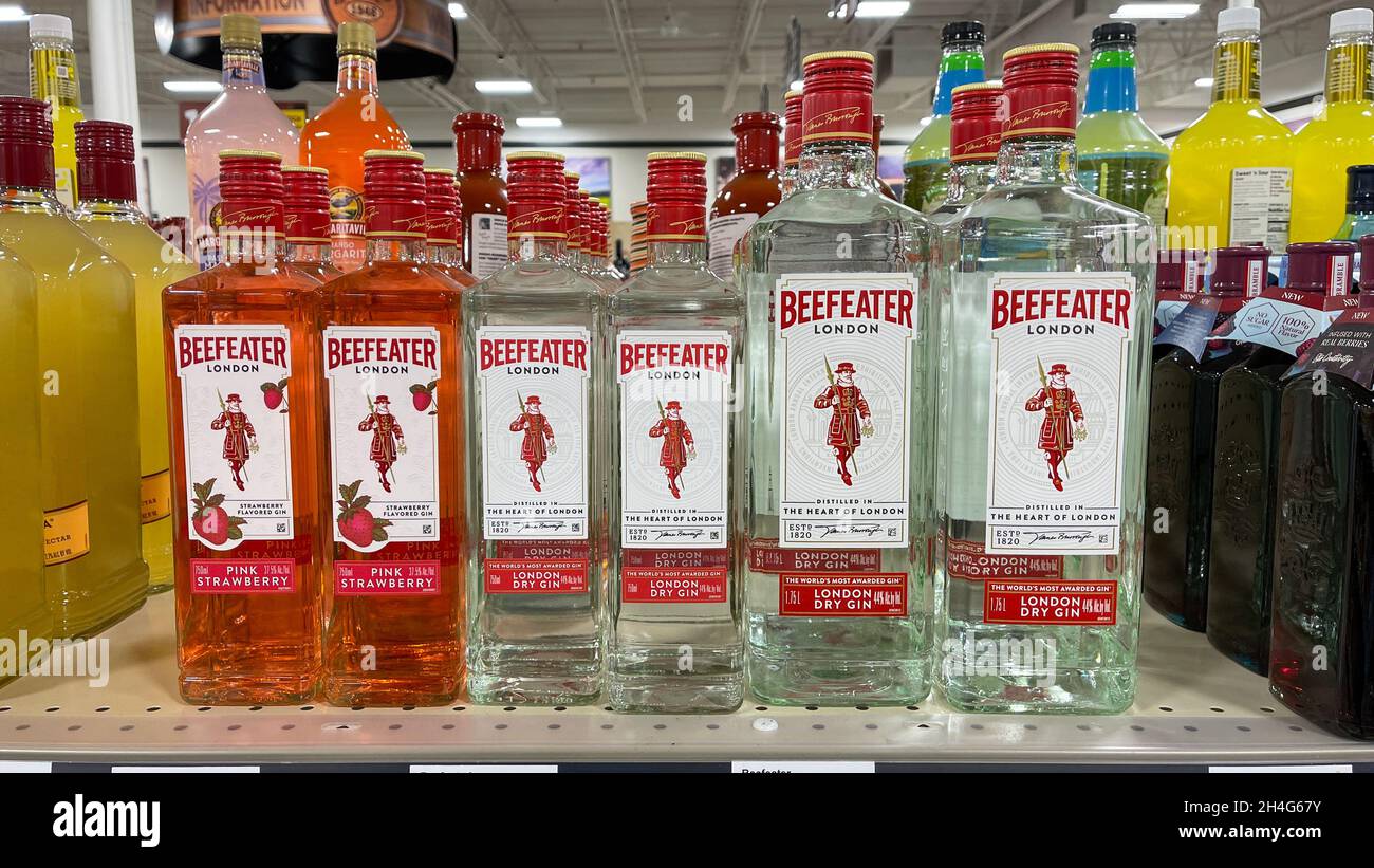 Springfield, IL USA - September 23, 2021: A display of bottles of ...