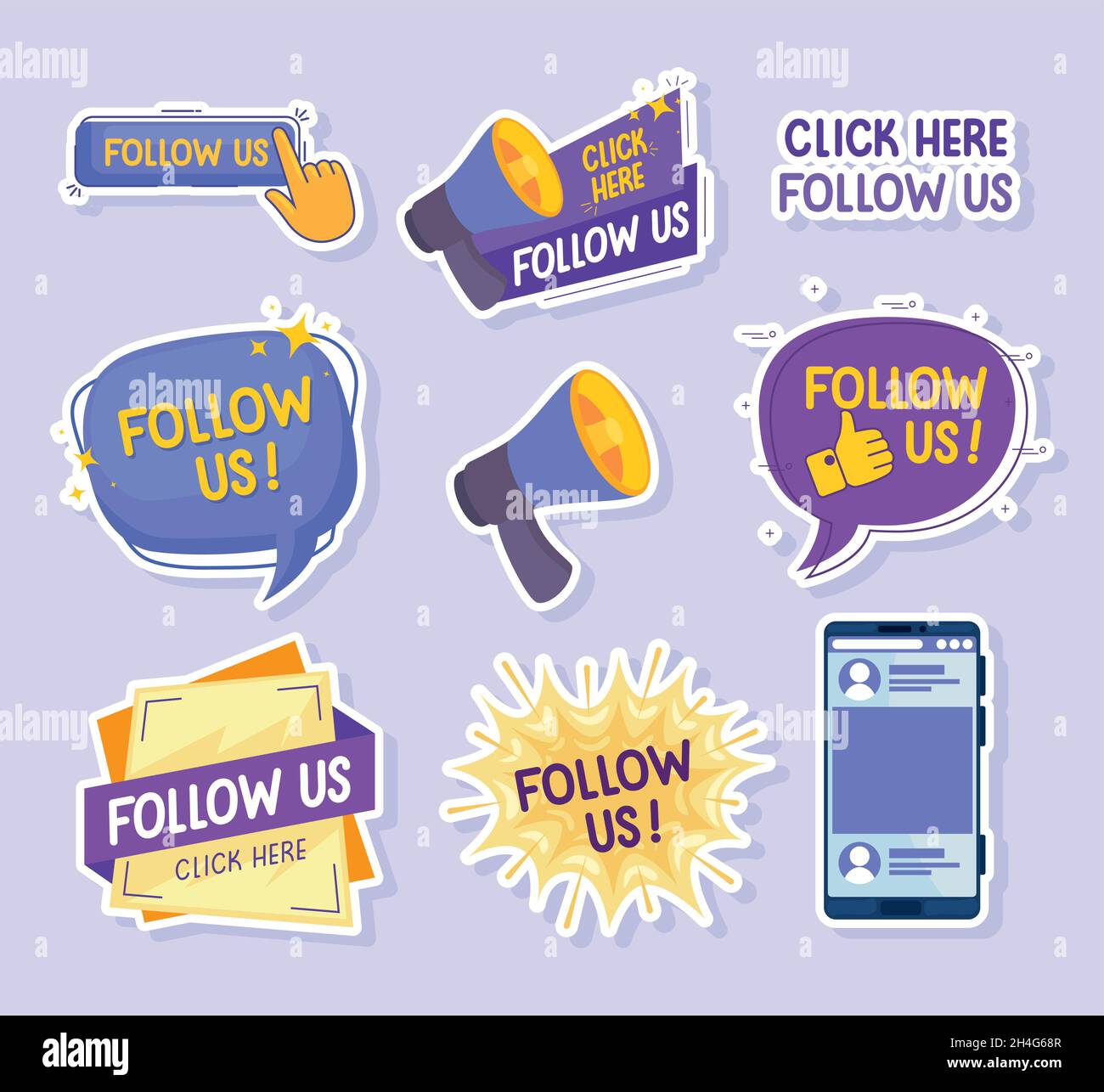 nine follow us icons Stock Vector Image & Art - Alamy