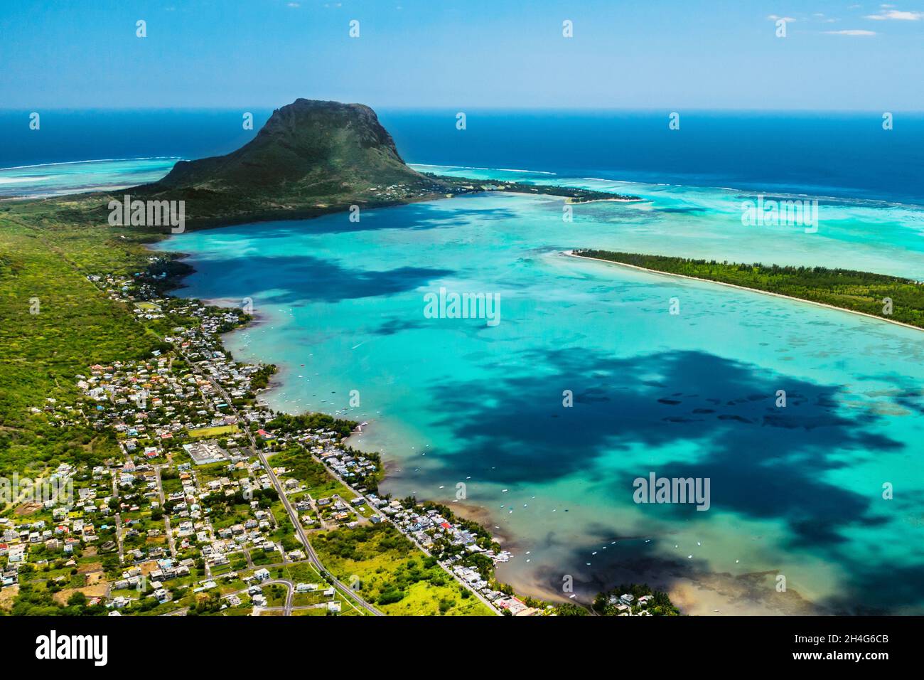 Aerial view of Le Morne Brabant mountain which is in the World Heritage ...