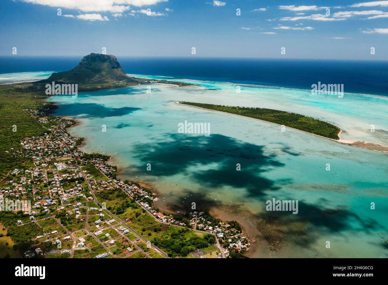 Aerial view of Le Morne Brabant mountain which is in the World Heritage ...