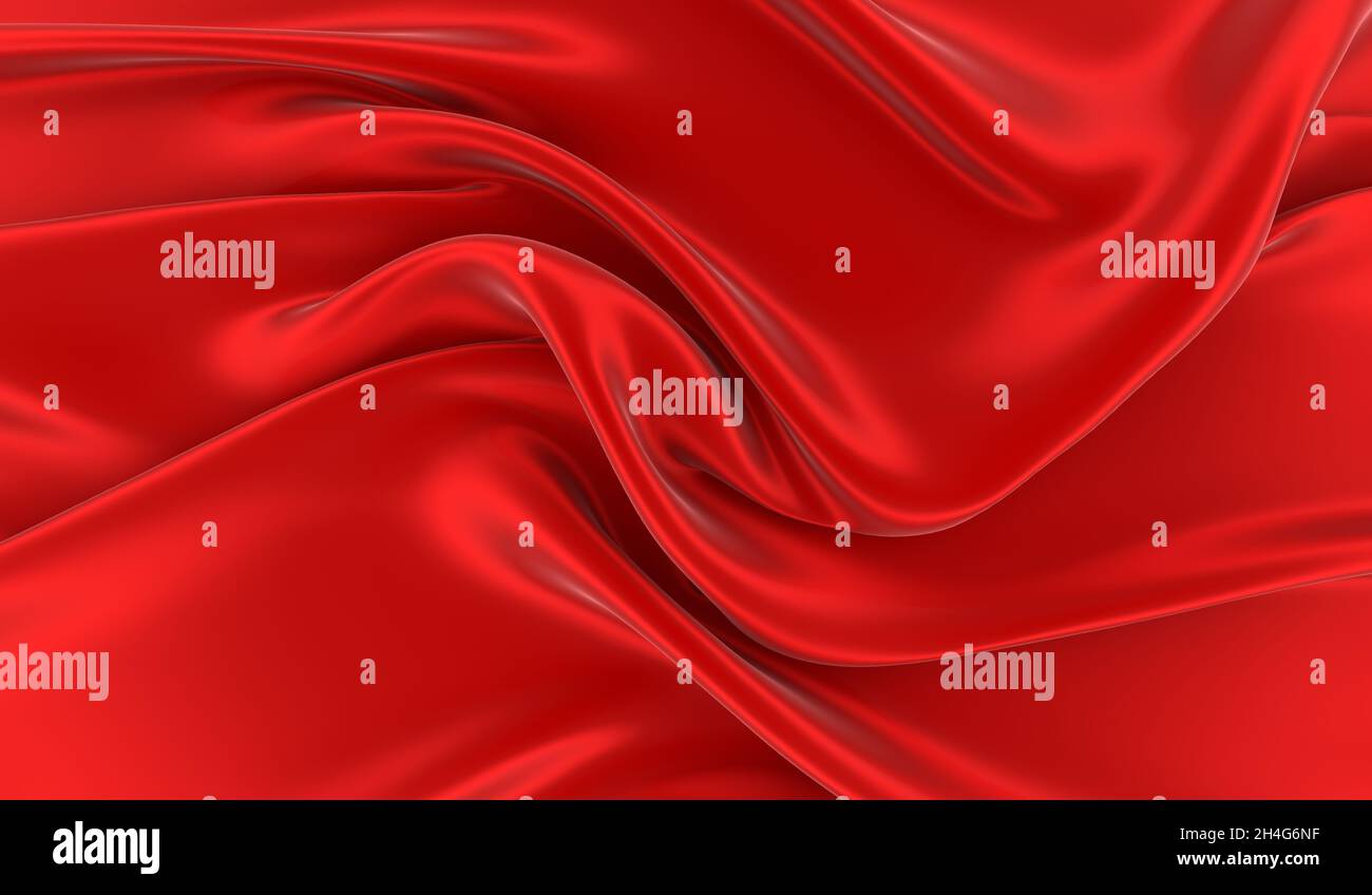 Red silk background. Waves of red silk full screen. Abstract elegant ...