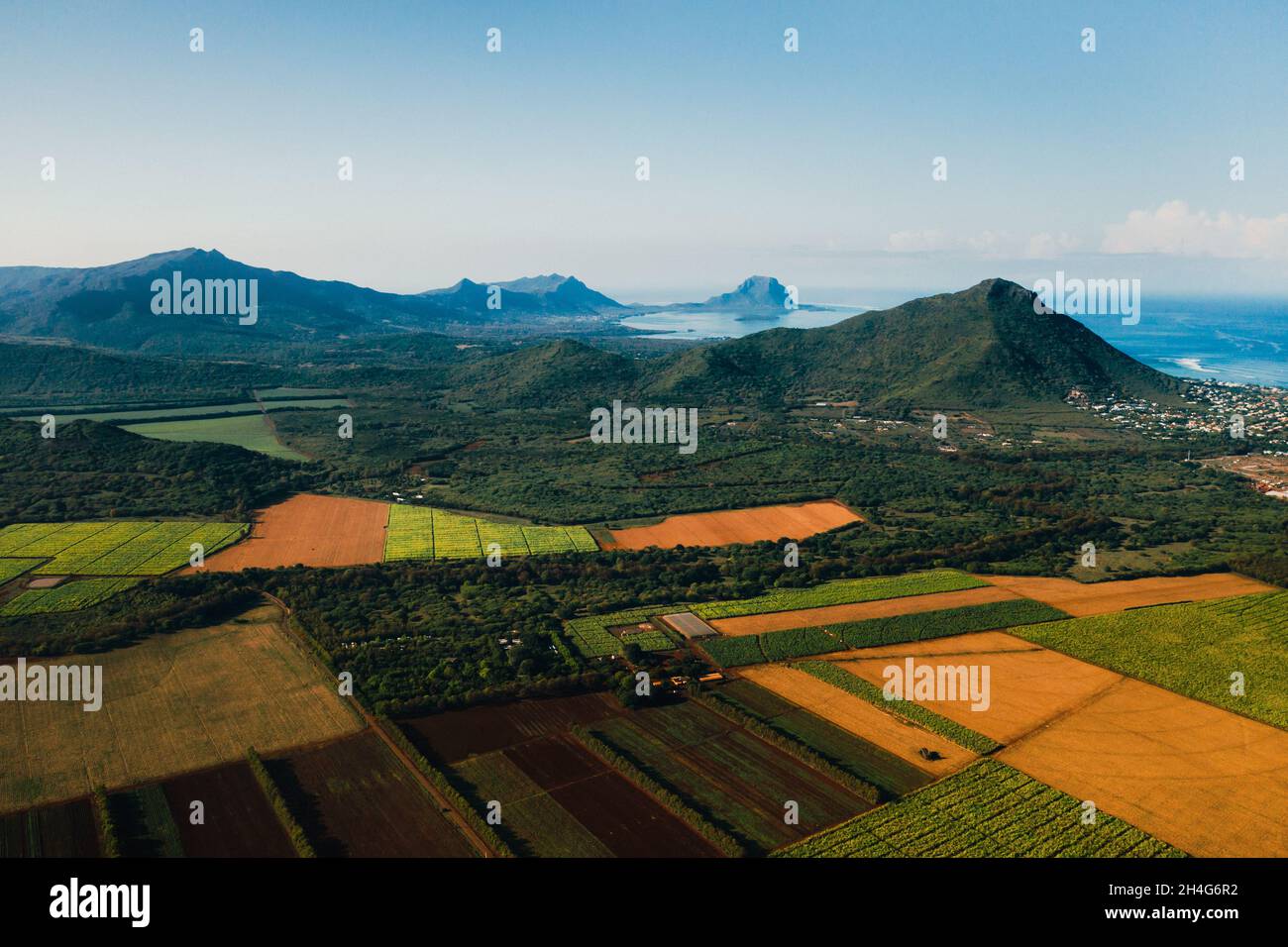 Aerial photography of agricultural fields located on the island of ...