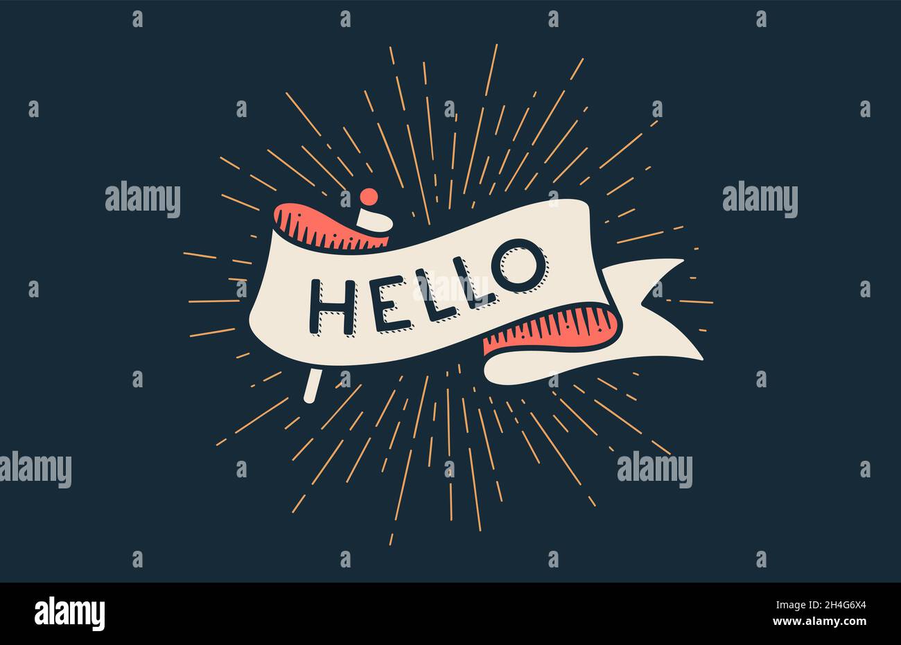 Ribbon Banner Hello. Colorful ribbon banner with text, phrase Hello ...