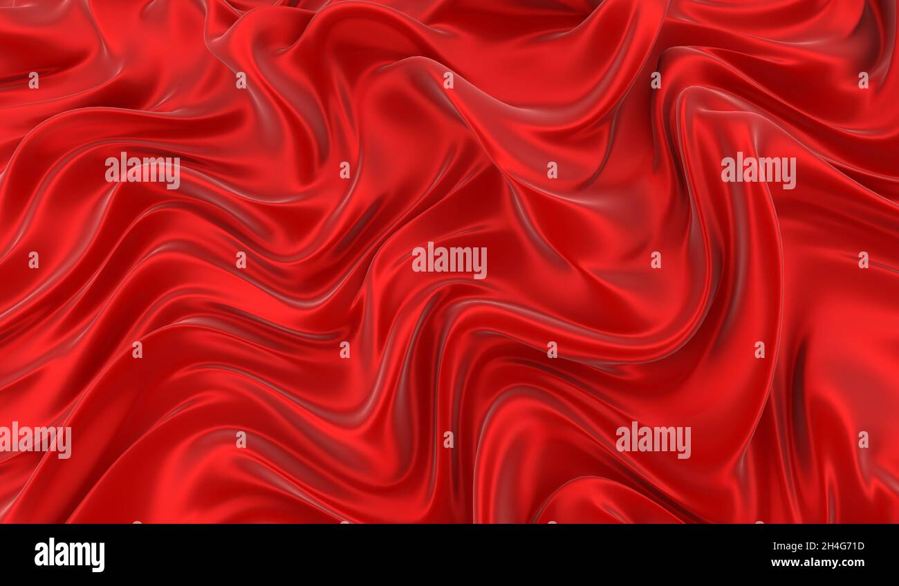Red silk background. Waves of red silk full screen. Abstract elegant ...