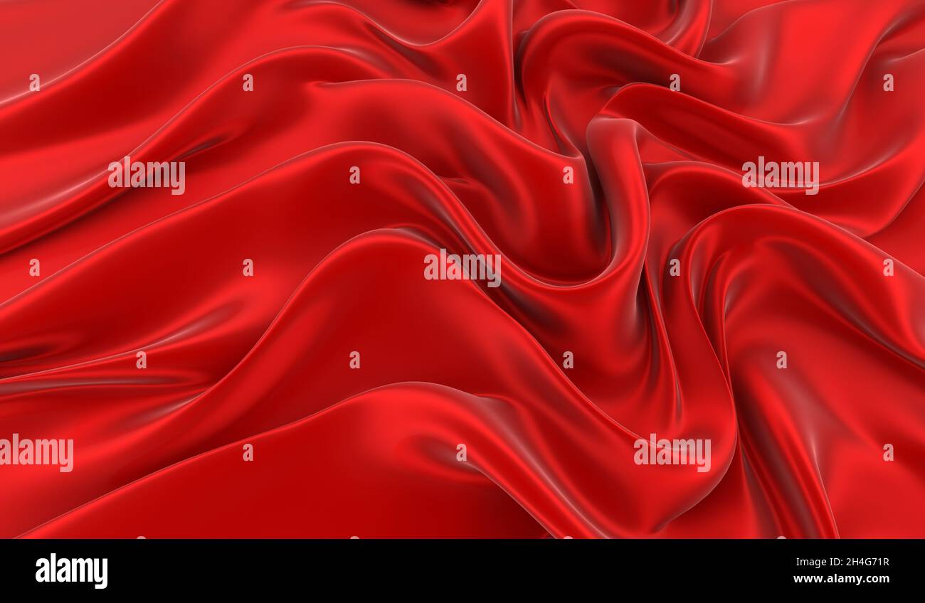Red silk background. Waves of red silk full screen. Abstract elegant ...