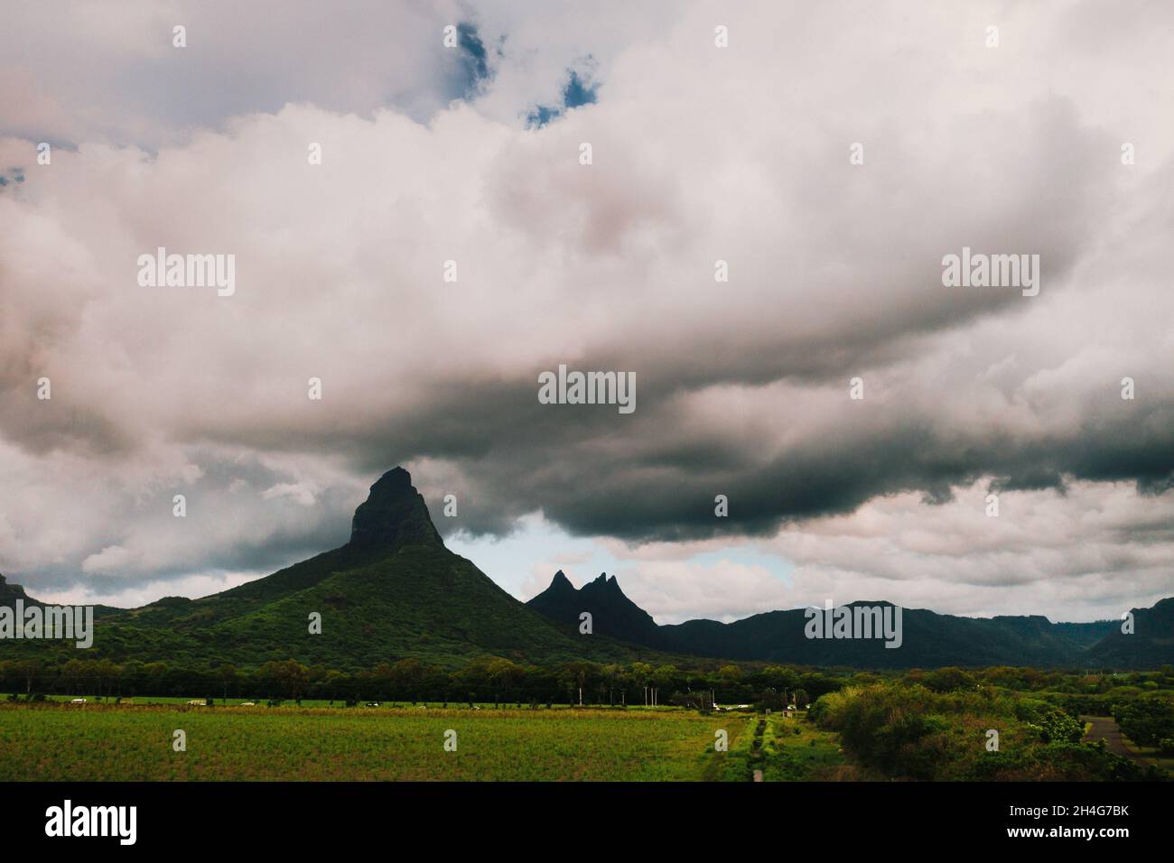 Aerial view of mountains and fields in Mauritius island Stock Photo - Alamy