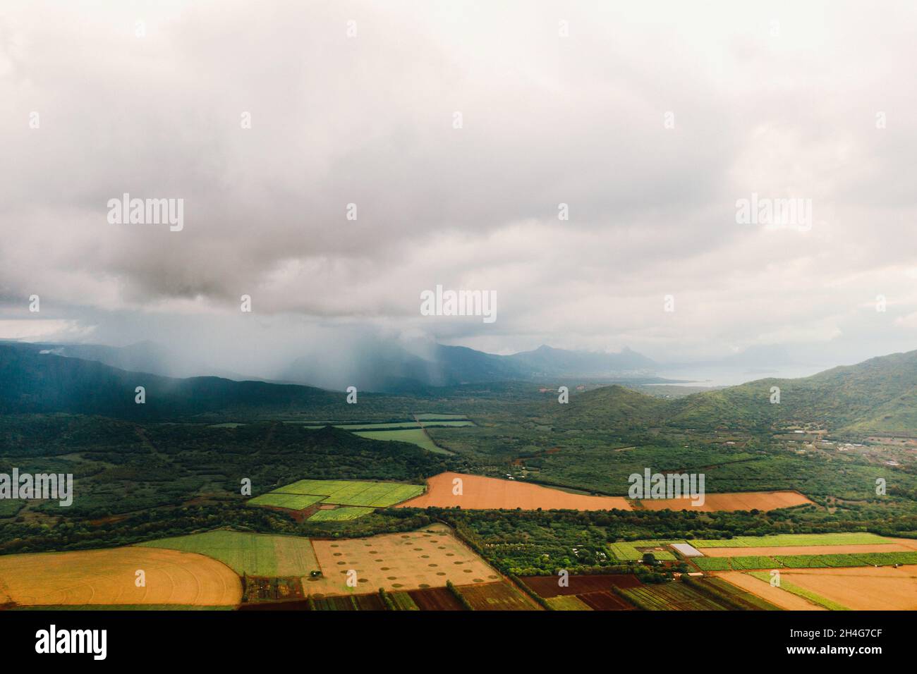 Aerial photography of agricultural fields located on the island of ...