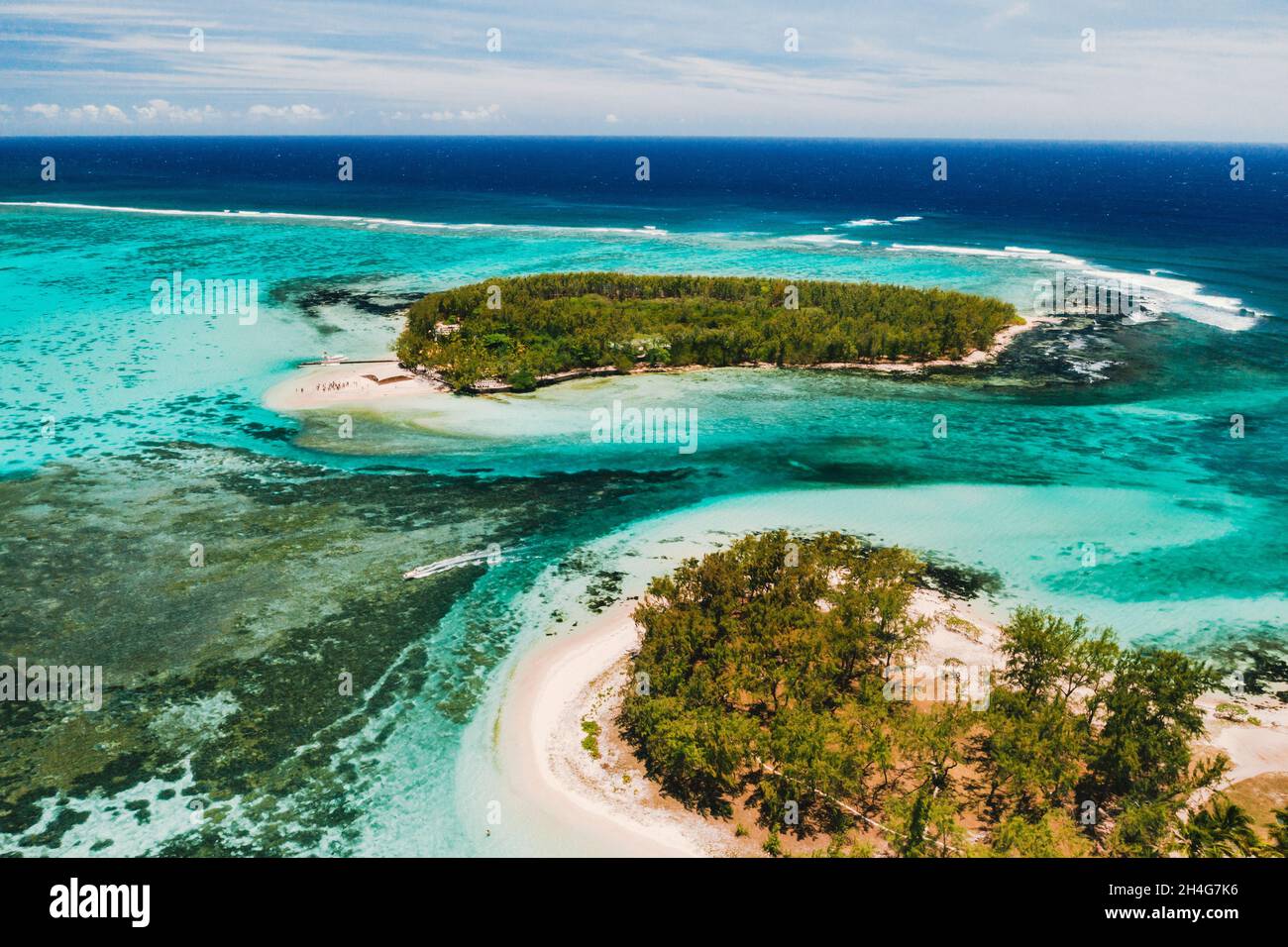 Aerial photography of the East coast of the island of Mauritius ...