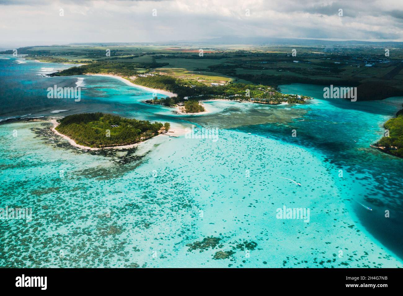 Aerial photography of the East coast of the island of Mauritius ...