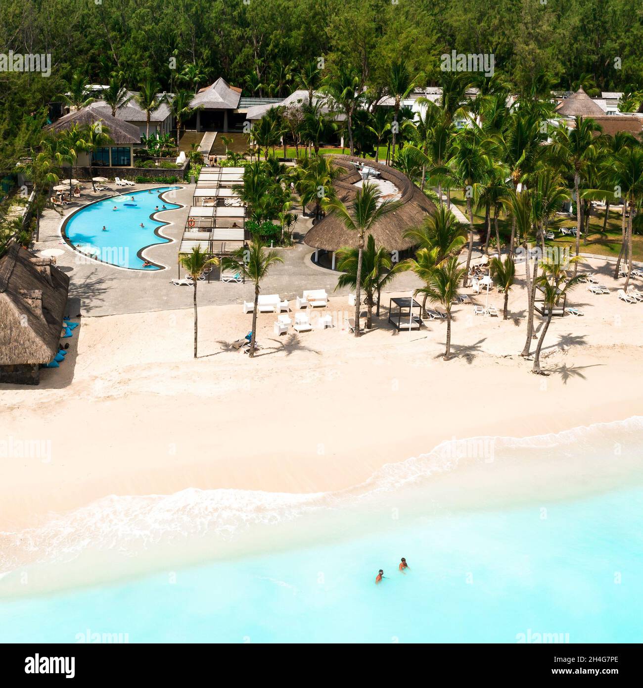 View from the height of the beach in the Indian Ocean on the island of ...