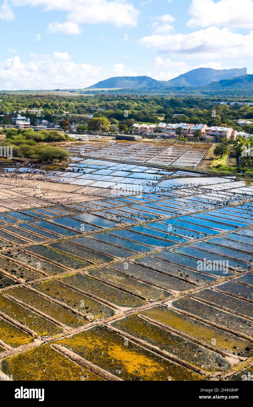 Salt production on the island of Mauritius in the Indian Ocean Stock ...