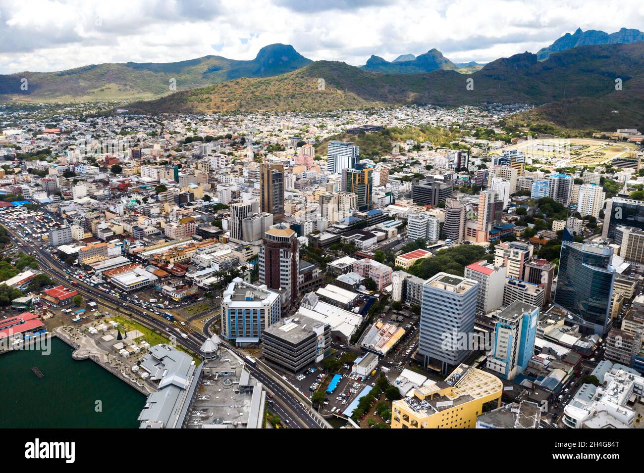 Aerial view of the city of Port-Louis, Mauritius, Africa Stock Photo ...