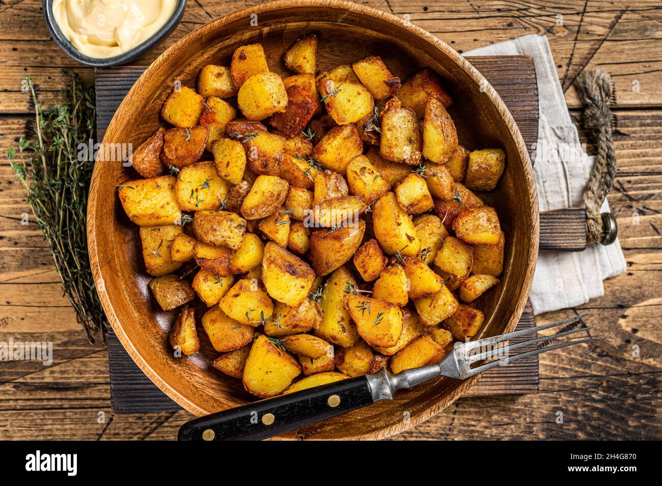 Fried potato - Patatas bravas traditional Spanish potatoes snack tapas ...