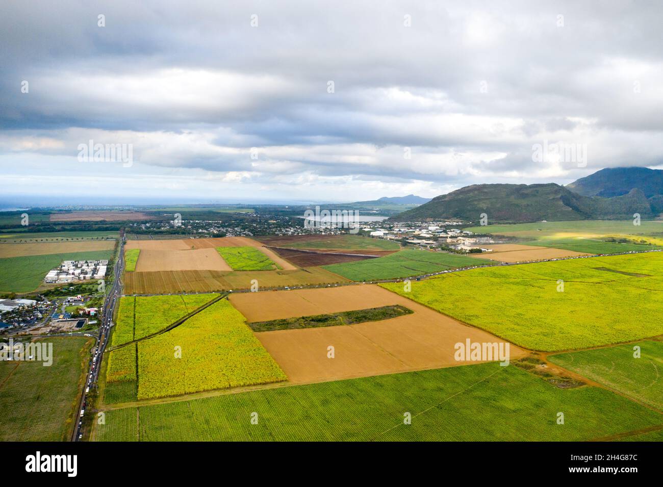 View from the height of the sown fields located on the island of ...