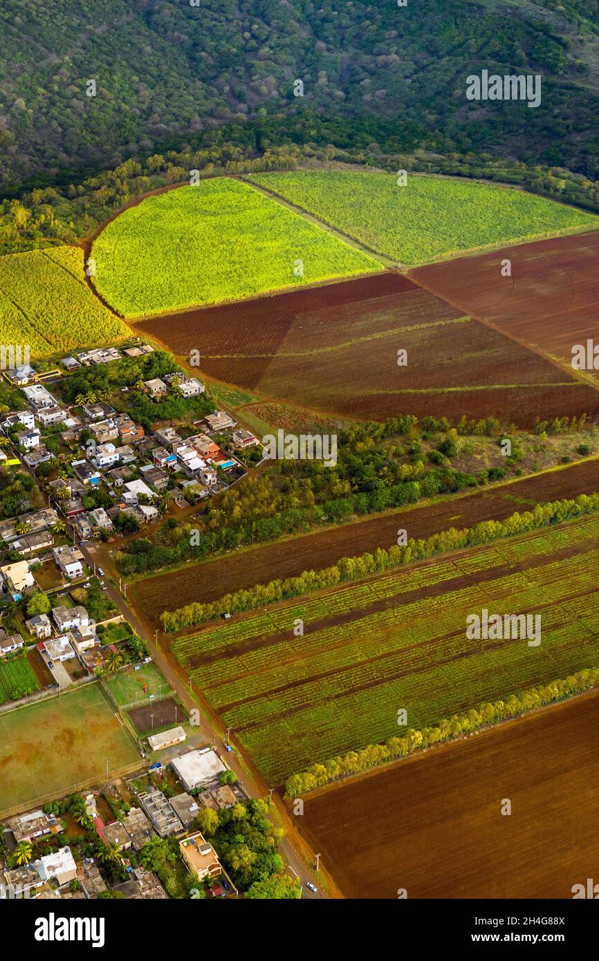 View from the height of the sown fields located on the island of ...