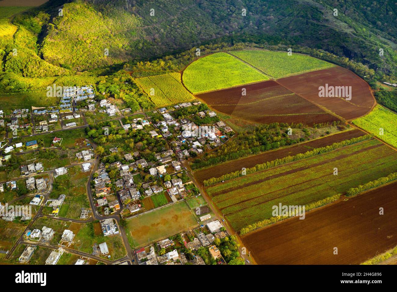 View from the height of the sown fields located on the island of ...
