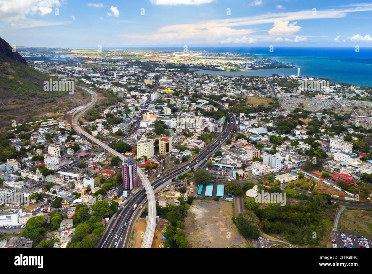 Aerial view of the city of Port-Louis, Mauritius, Africa Stock Photo ...