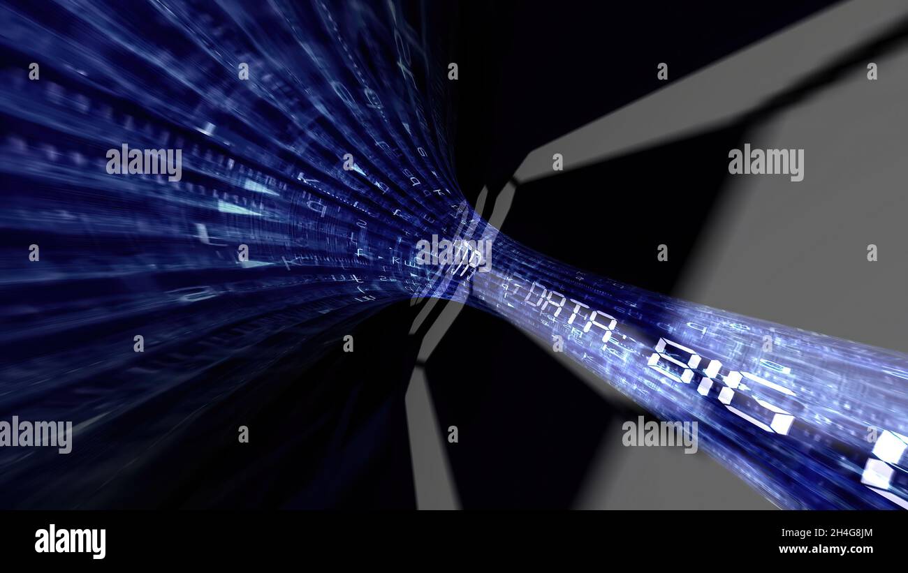 Big data into hi tech tunnel Stock Photo - Alamy