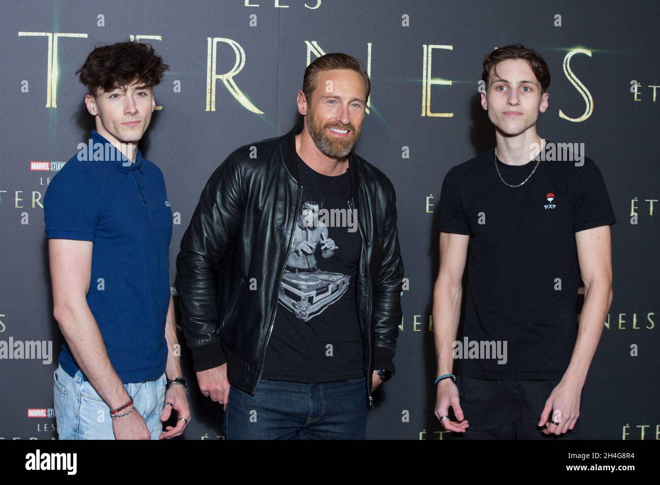 Paris, France. November 02, 2021, Frank Delay and his sons Kezian and ...