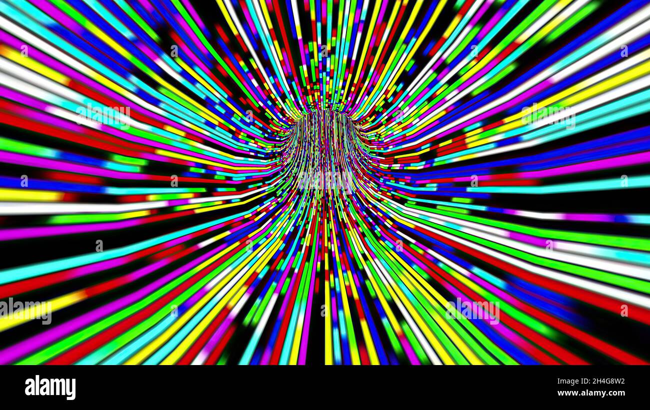 Driving through the Colorful light rays tunnel Stock Photo - Alamy