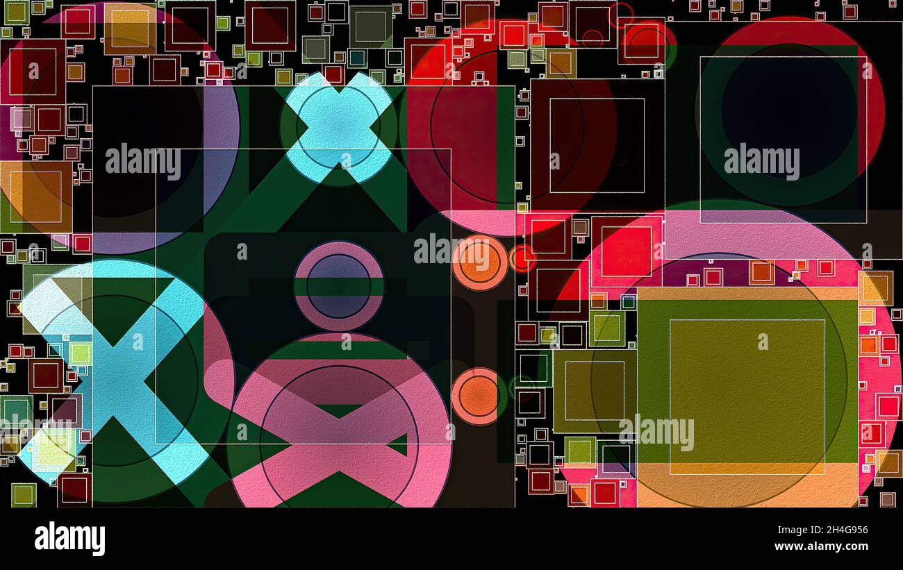 Artwork of abstract composition made with geometrical shapes and ...