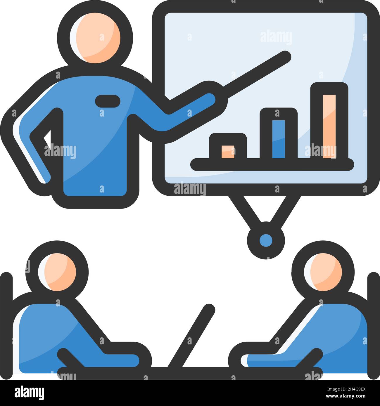 Presentation icon vector with outline color style isolated on white ...