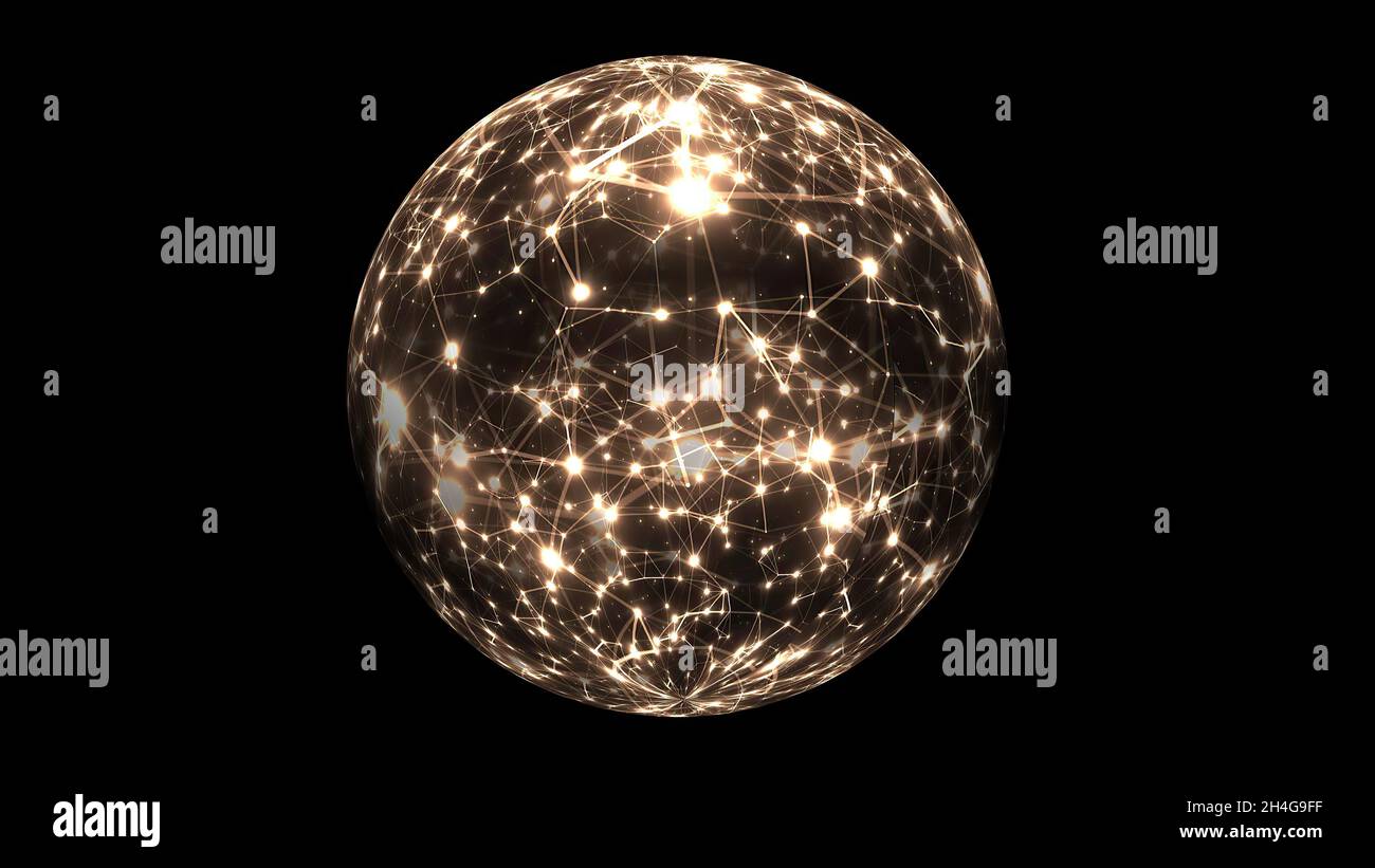 Abstract Plexus Technology Science on rotating sphere concept Stock Photo - Alamy