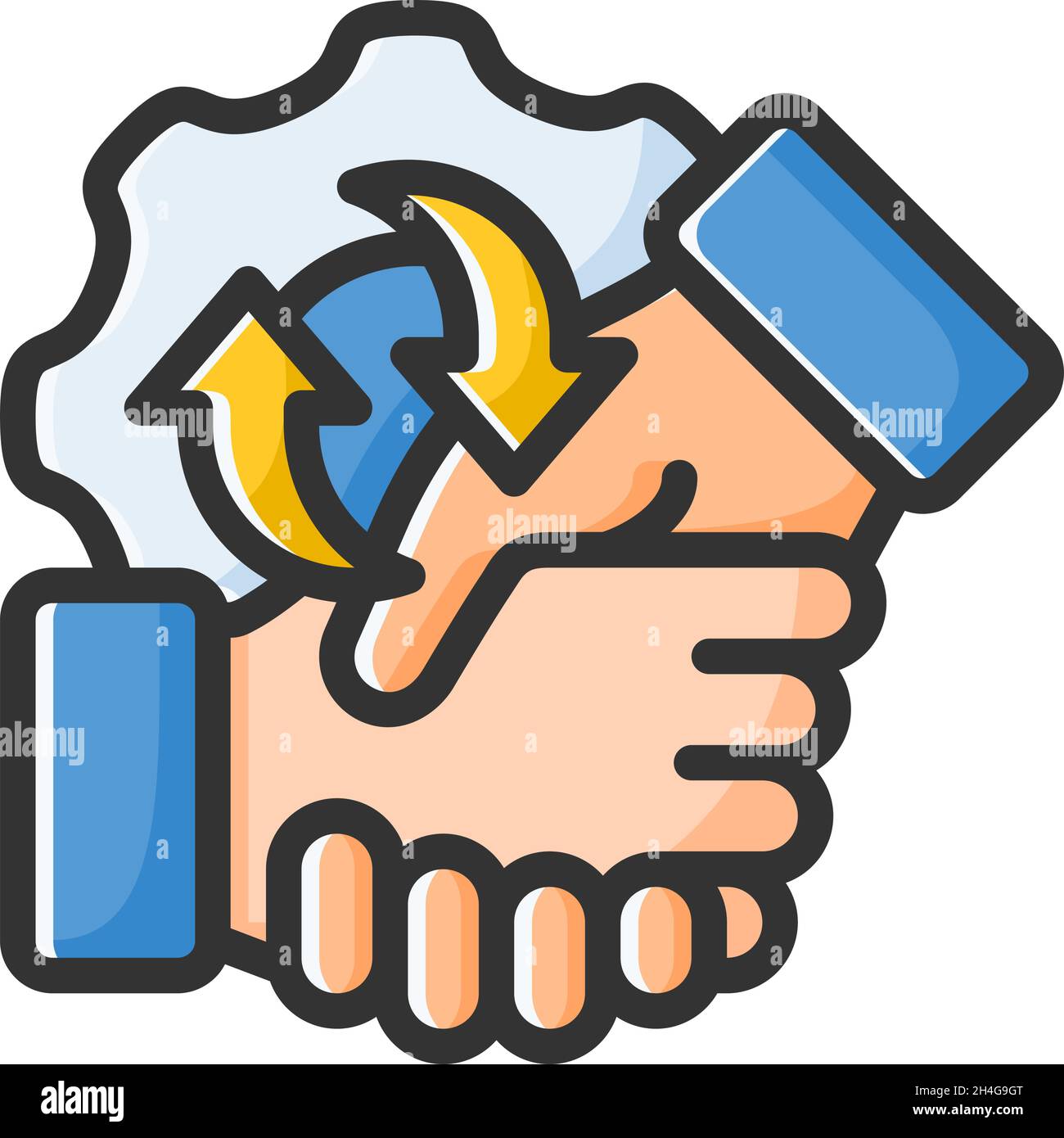 Teamwork icon vector with outline color style isolated on white ...