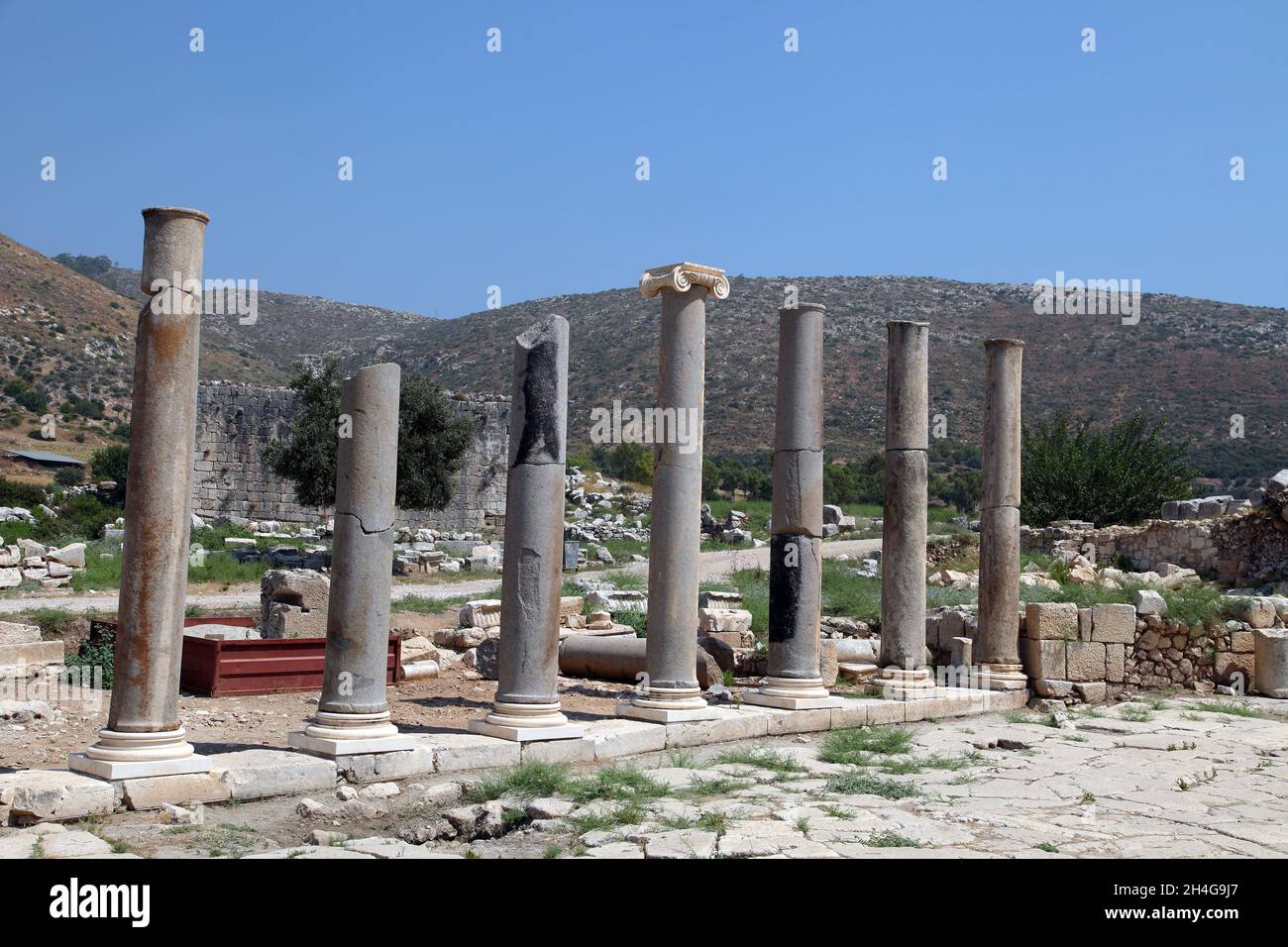 Colonnade street and ruins in Patara, Antalya, Turkey. Patara was a ...