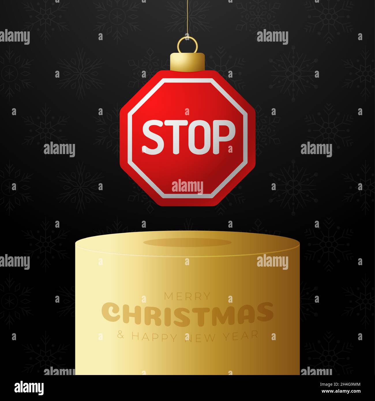 Stop sign Christmas card podium pedestal . Merry Christmas traffic ...