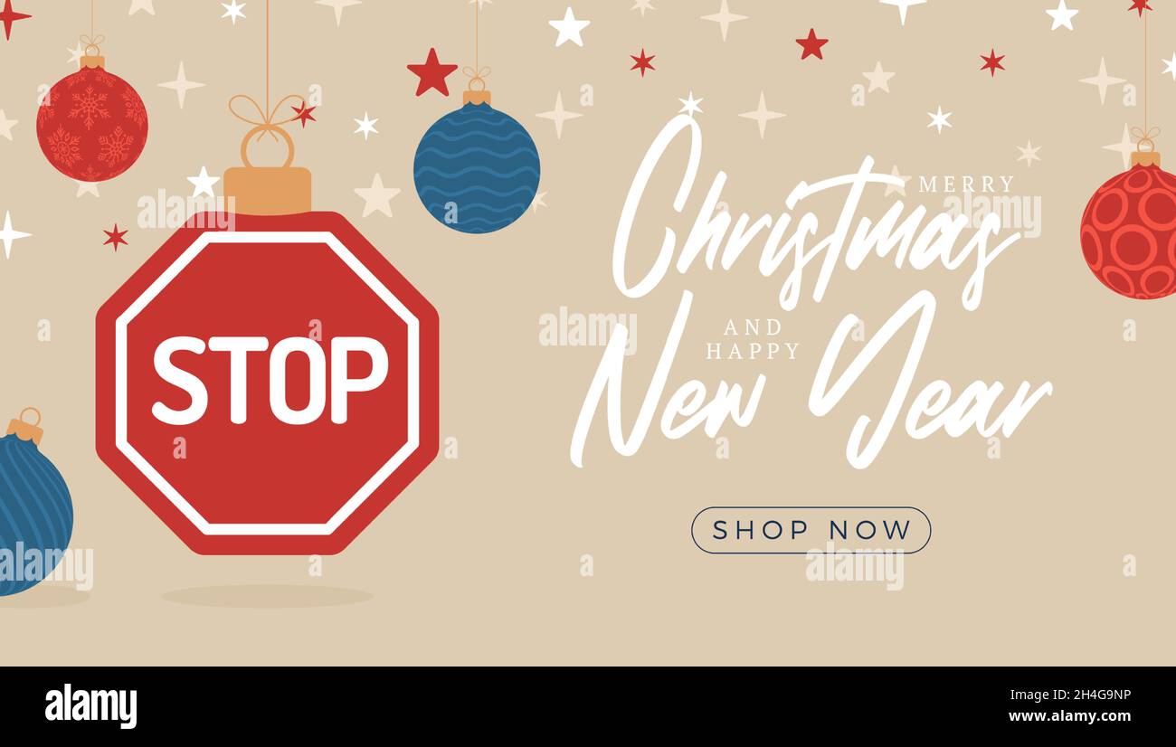 Christmas road stop sign sale card. Merry Christmas road greeting card ...