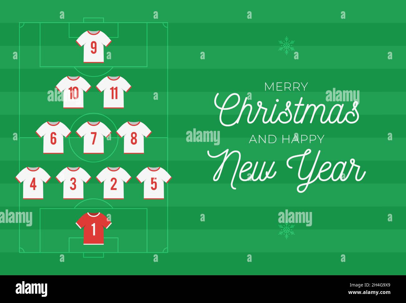 Christmas and new year greeting flat cartoon card. Creative Xmas tree ...