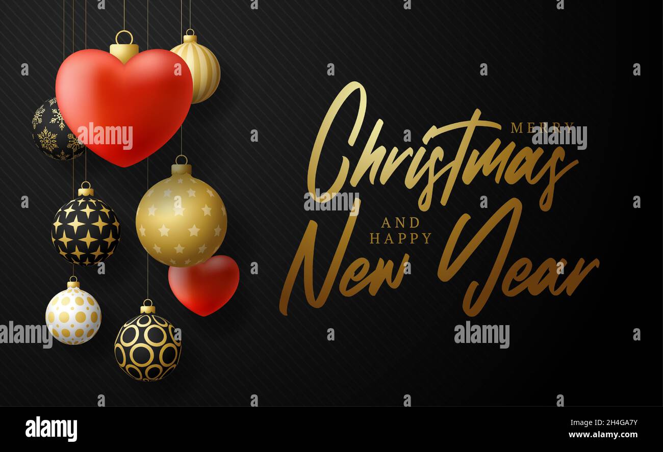 Christmas love heart card. Merry Christmas lovely greeting card. Hang ...