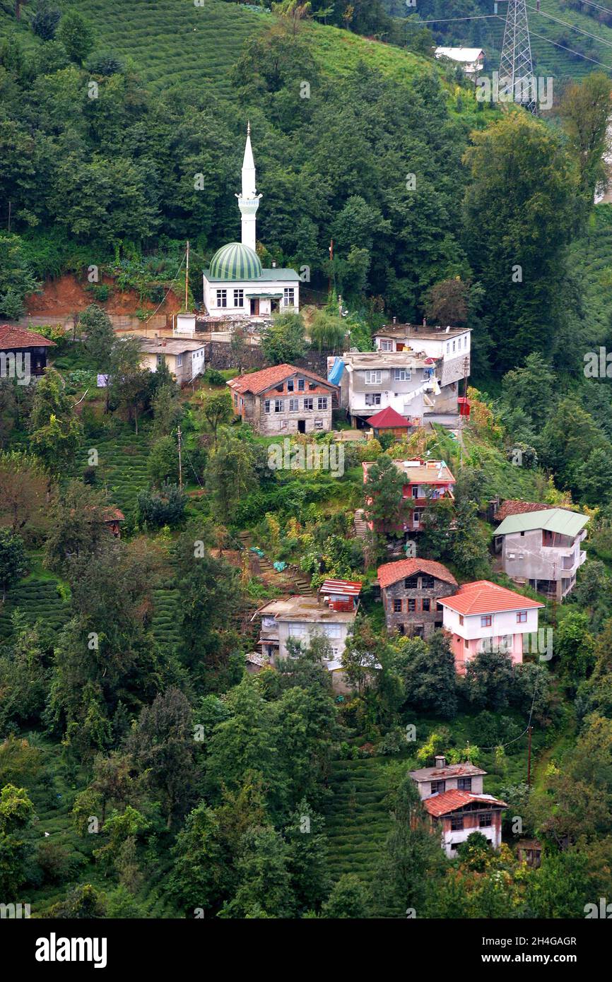 Village near at the city of Rize in Black Sea, Turkey. Rize is built ...