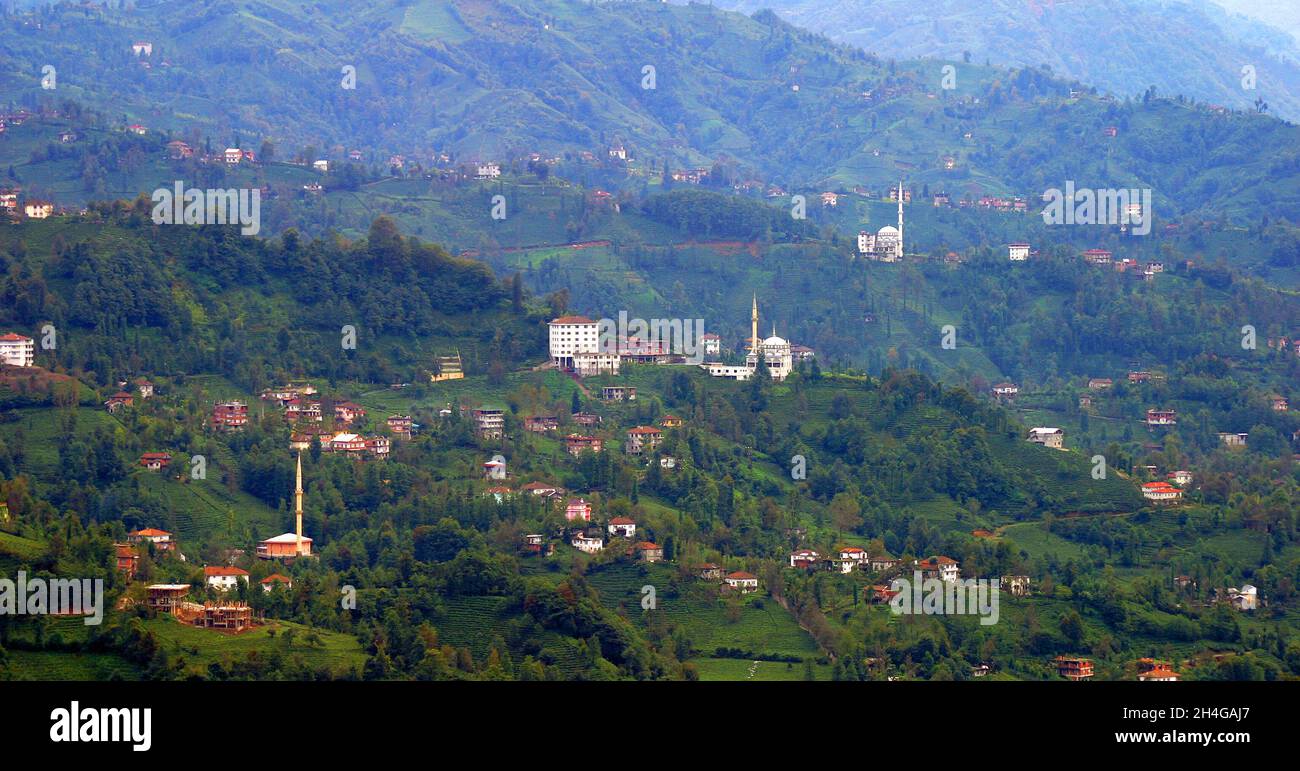 Village near at the city of Rize in Black Sea, Turkey. Rize is built ...