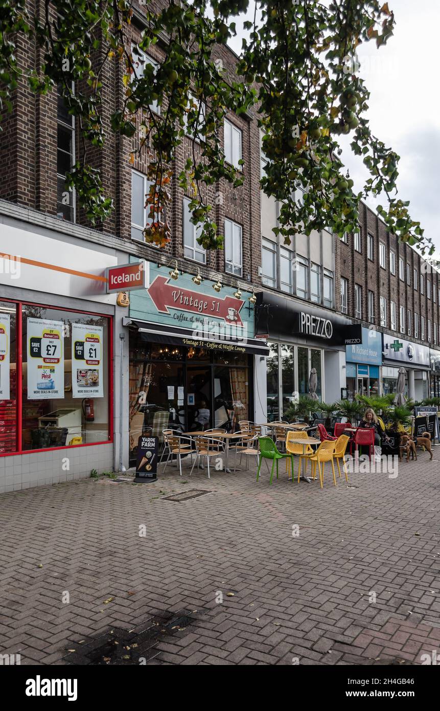 High street shops with apartments above, along Corbets Tey Road in ...