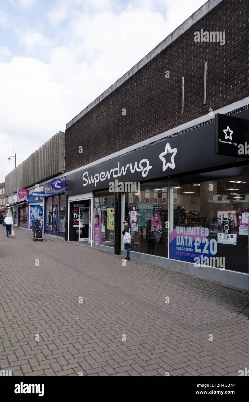 High street shops with apartments above, along Corbets Tey Road in ...