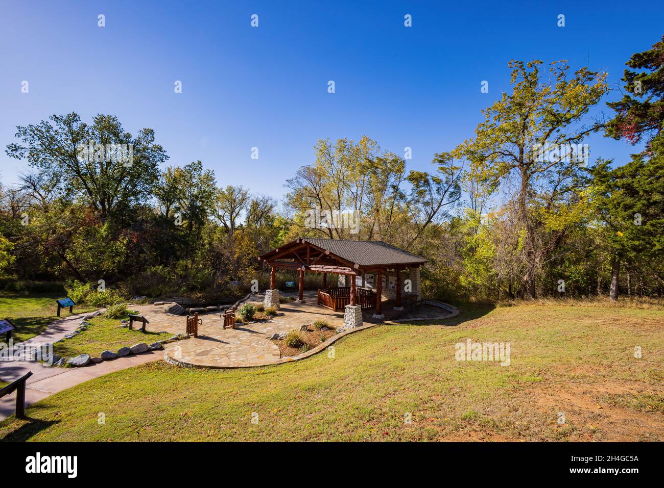 Sunny view of the landscape inside the Boiling Springs State Park at ...