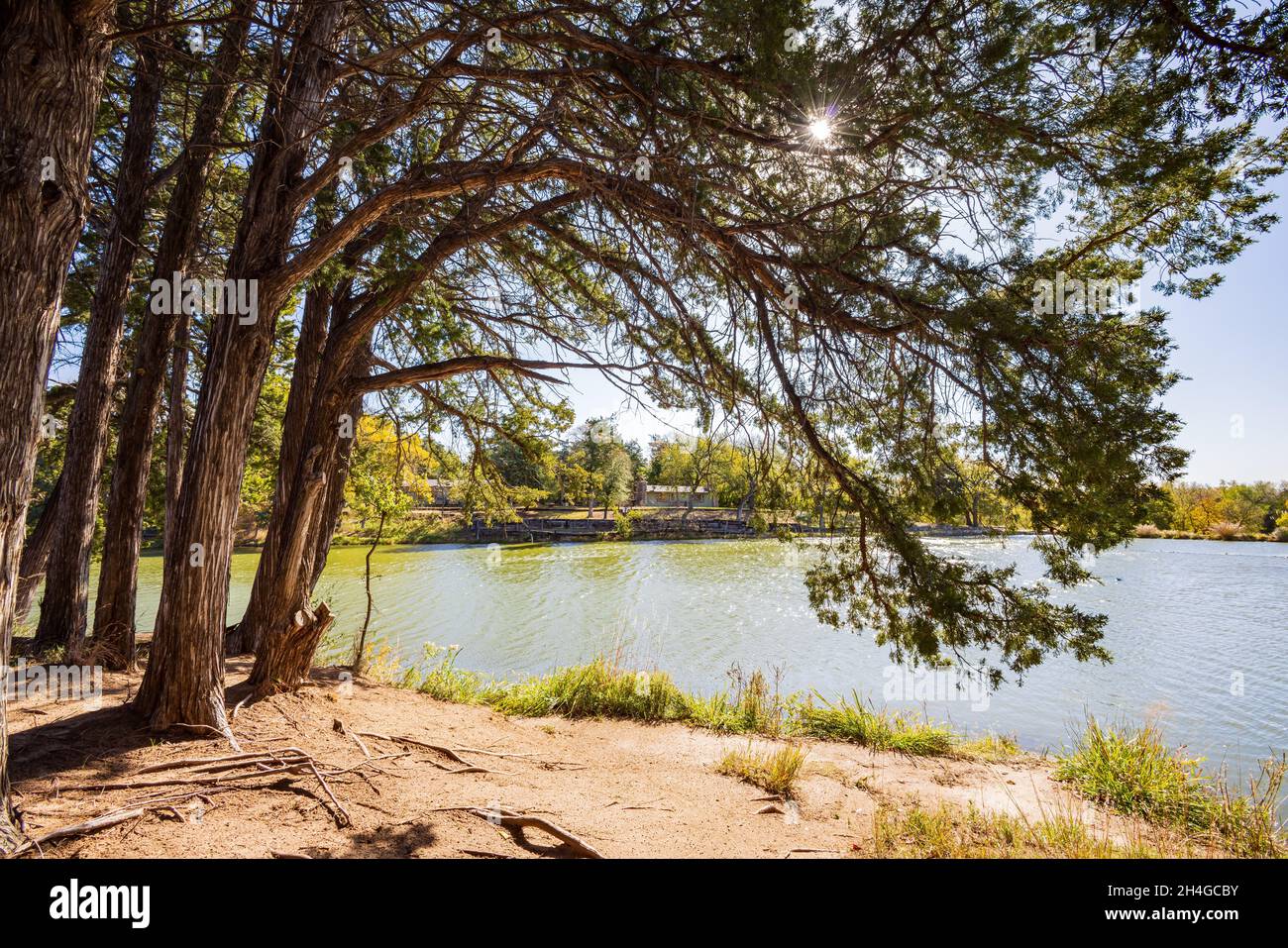 Sunny view of the landscape inside the Boiling Springs State Park at ...