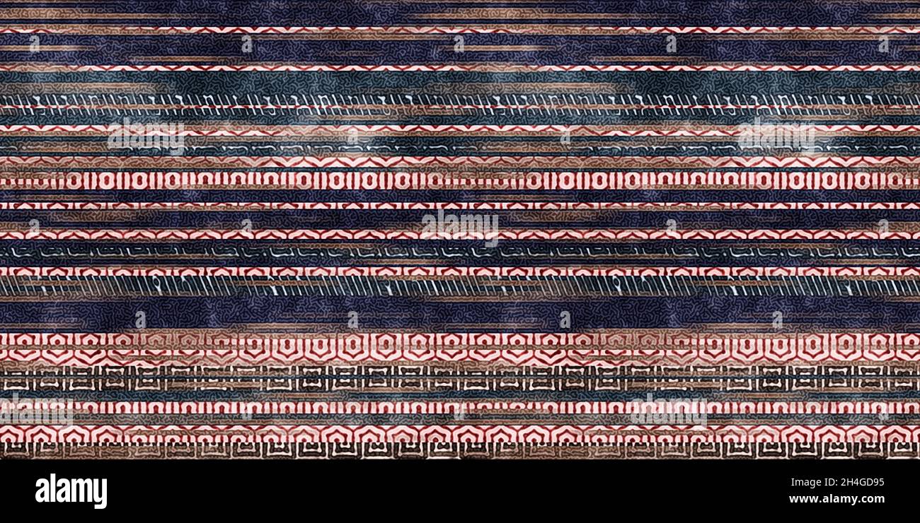 Seamless tribal ethnic stripe grungy border surface pattern design for ...