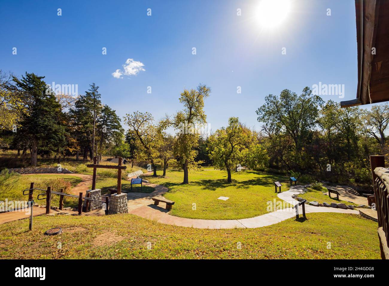 Sunny view of the landscape inside the Boiling Springs State Park at ...