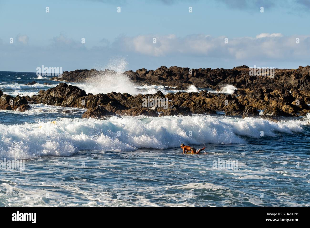 View of the raging ocean on the island of Tenerife.Spain Stock Photo ...
