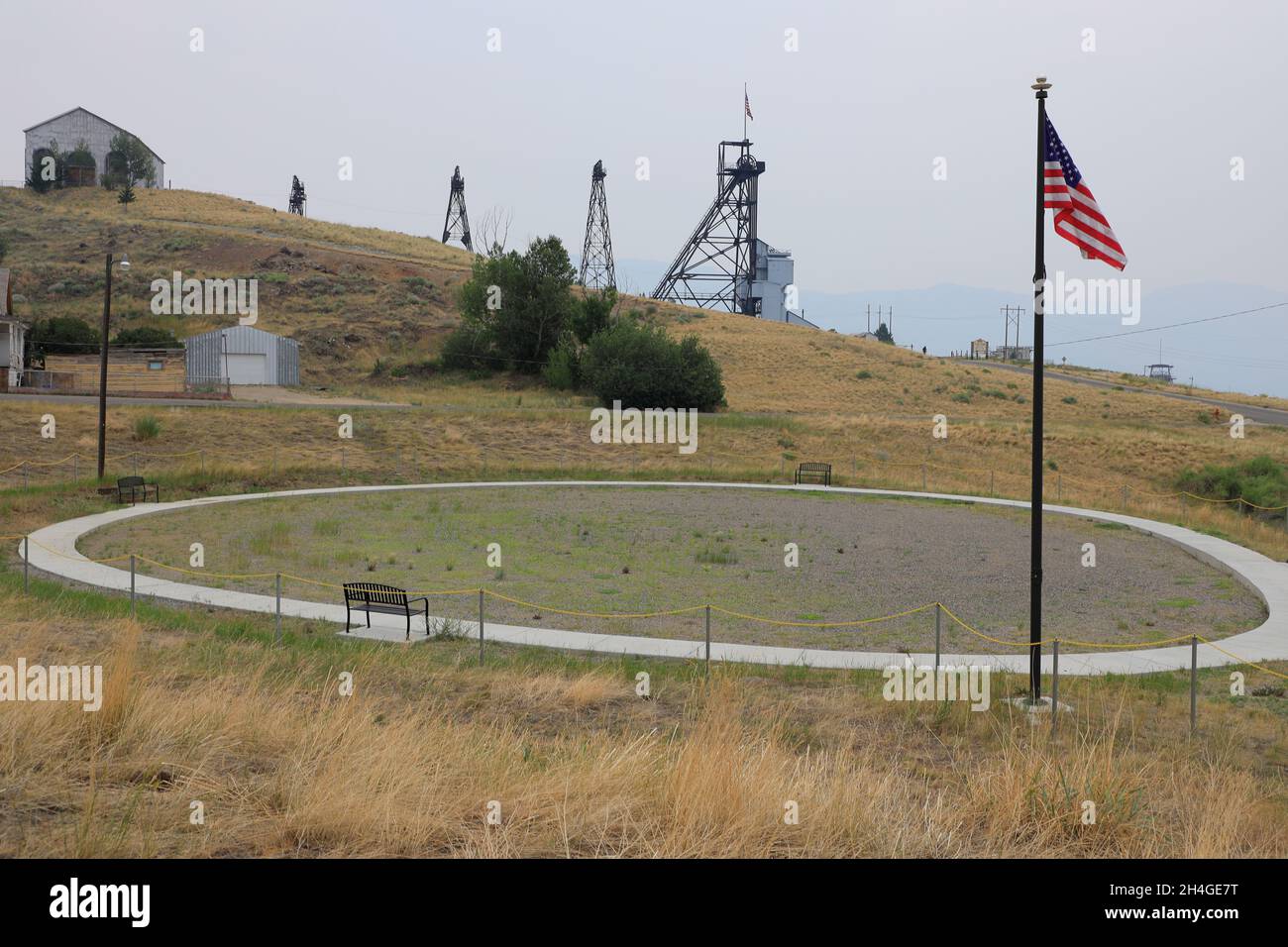 Centerville Park with head frames over mine shafts in former ming town ...