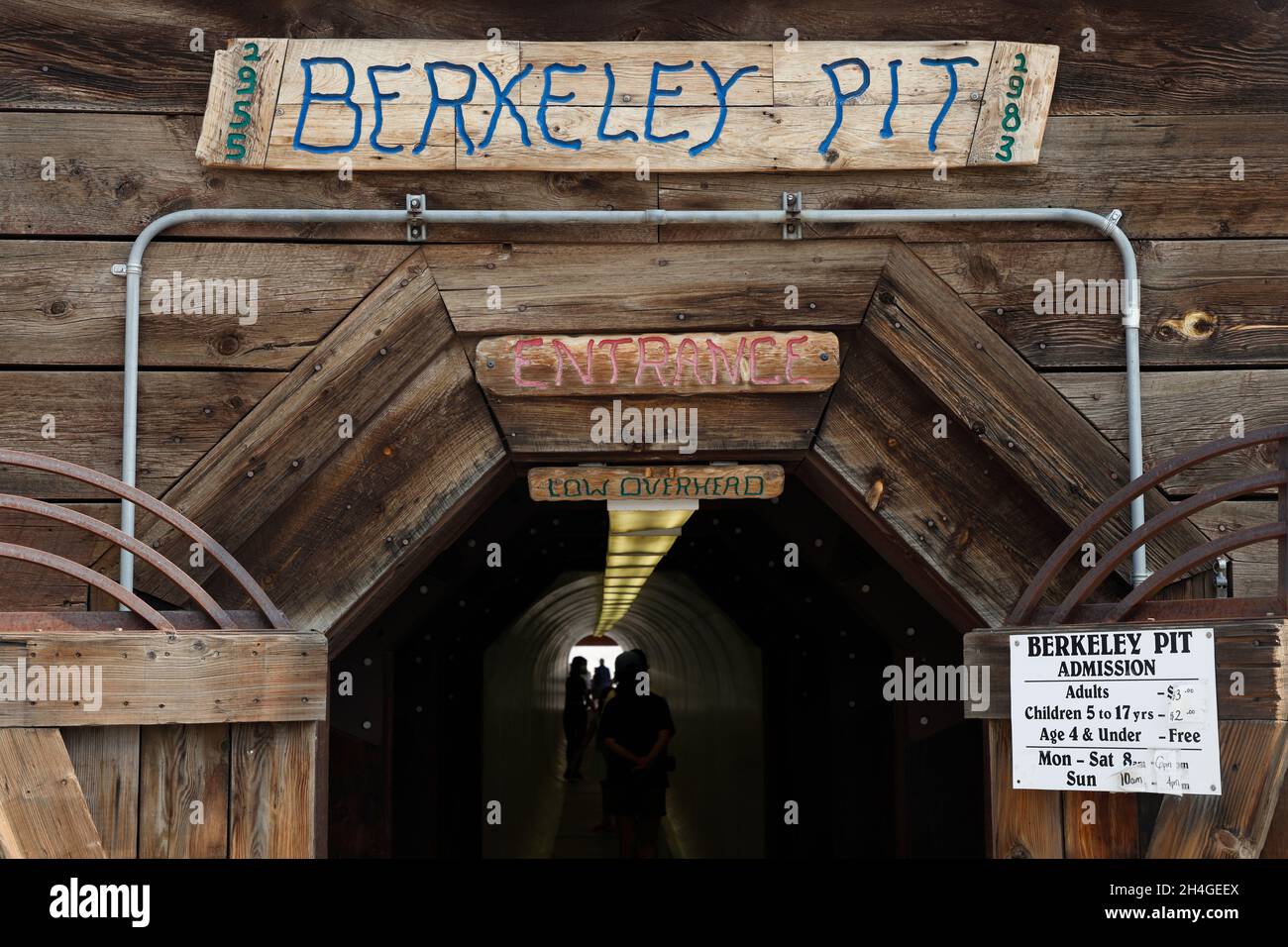 The entrance to Berkeley Pit an abandoned open pit copper mine in Butte ...