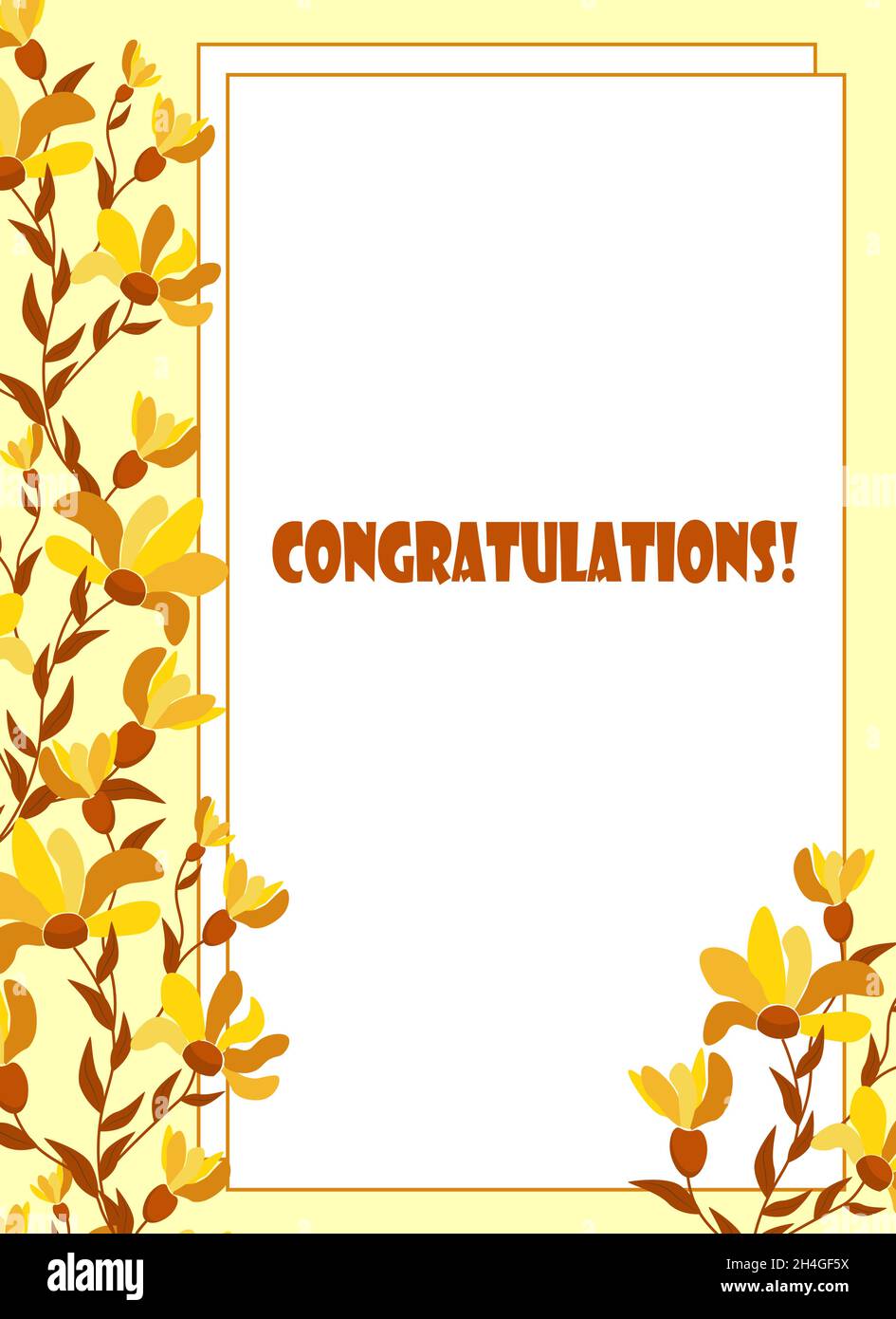 Congratulations card - yellow bouquets, frame and place for text ...
